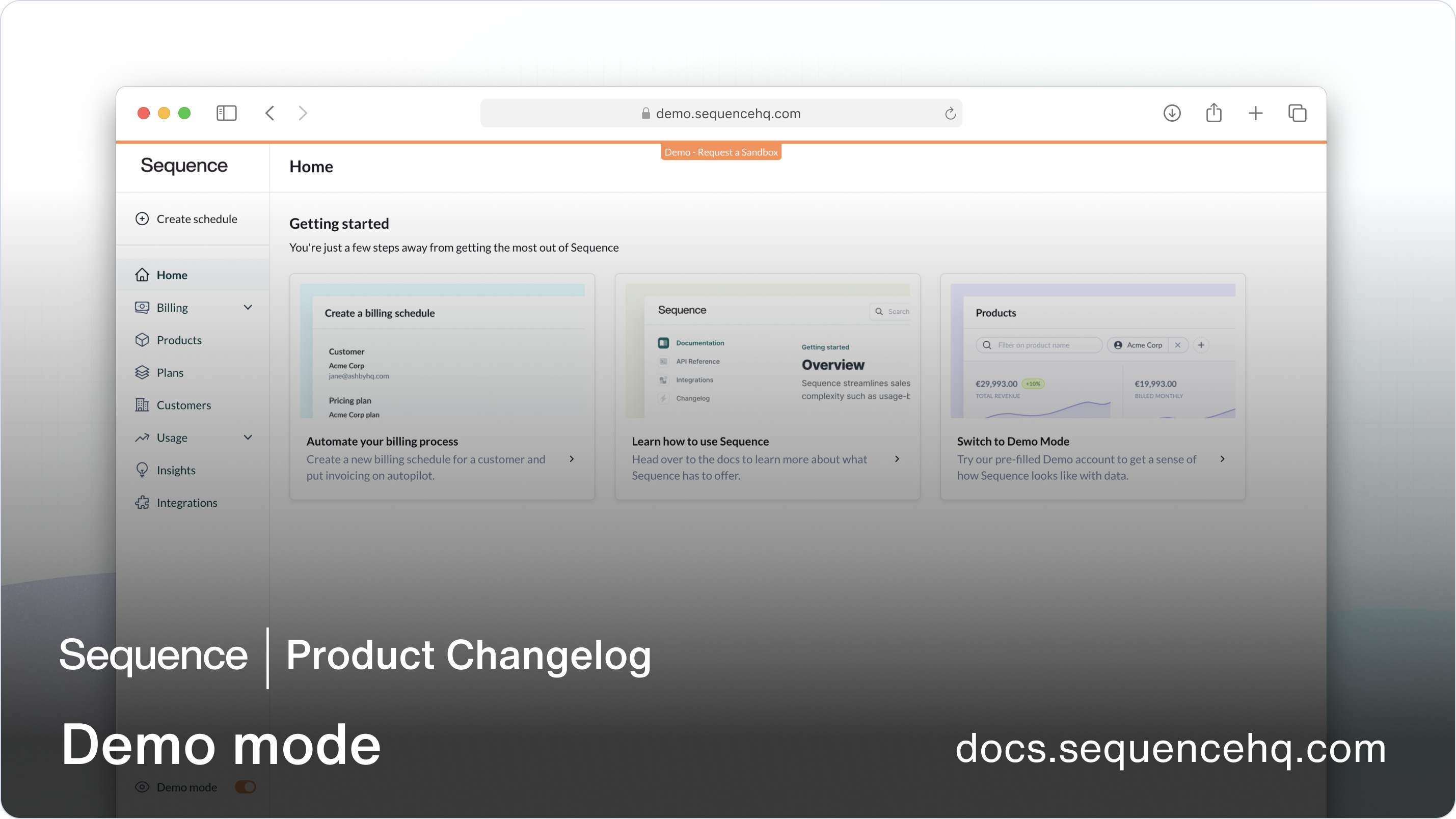 Product Changelog: Sequence demo mode