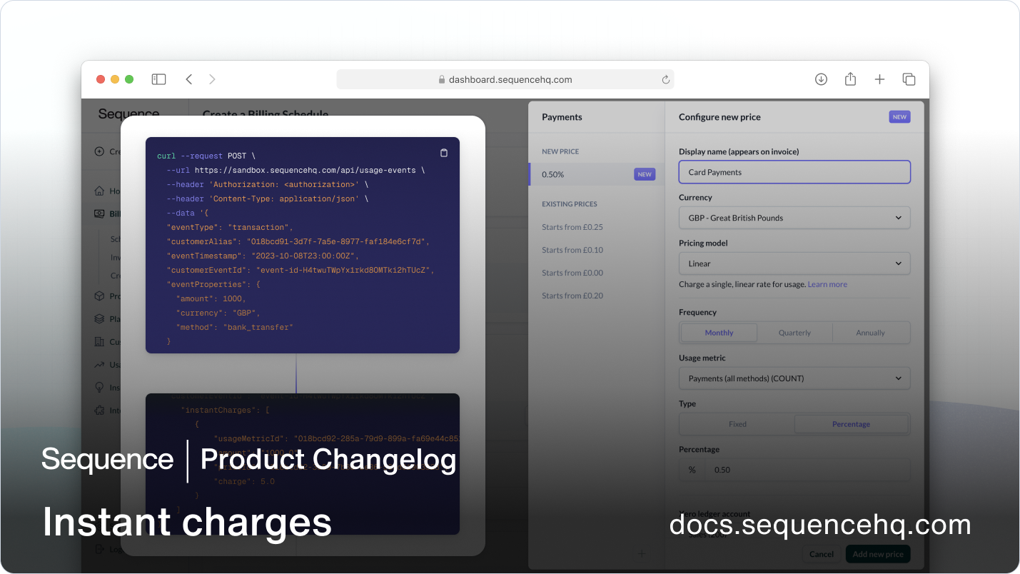 Product Changelog: Instant charges