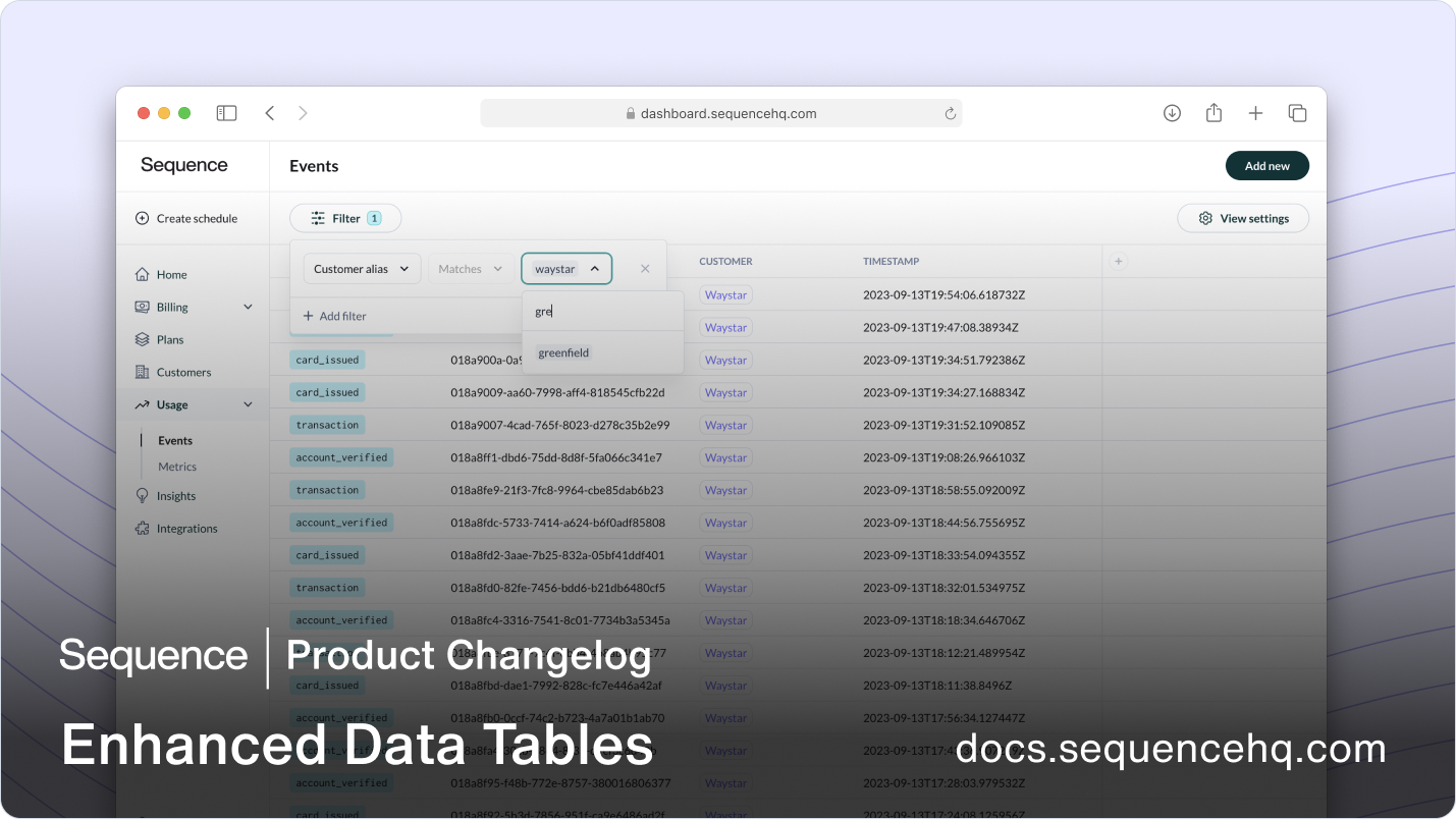 Product Changelog: Enhanced Data Tables