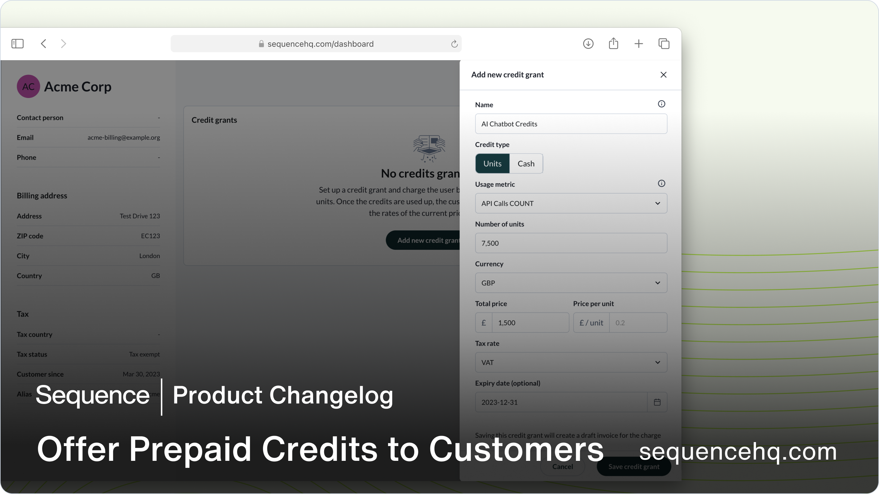 Product Changelog: Offer Prepaid Credits to Customers | Sequence