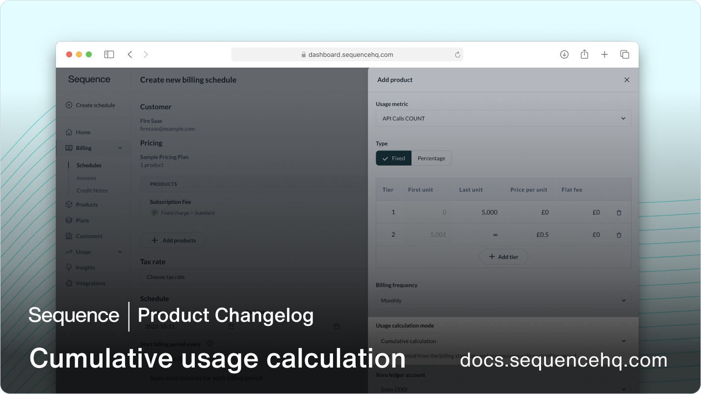 Product Changelog: Cumulative usage calculation