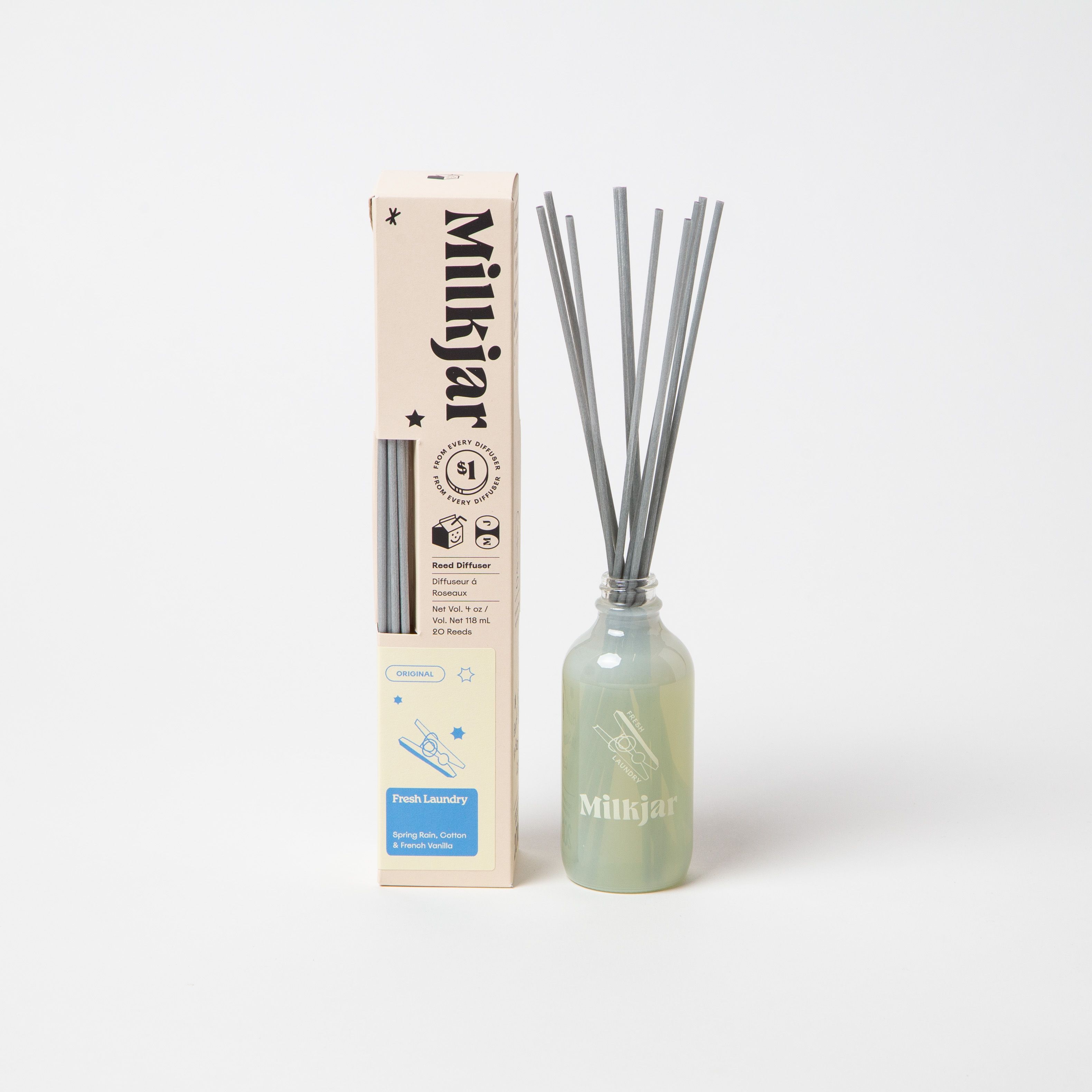 Fresh Laundry 4oz Reed Diffuser - Spring Rain, Cotton & French Vanilla ...