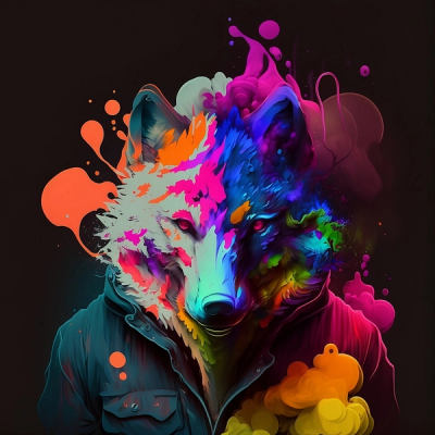 #67294667 | The Rainbow Mad Artist Wolf | Scarce City