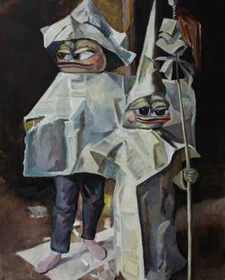 "Pepe Paper Boys" original oil on canvas by Pepelangelo | Scarce City