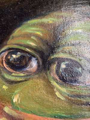 Pepe Monk with a Wine Glass (Pepelangelo, oil on canvas, 2017) | Scarce ...