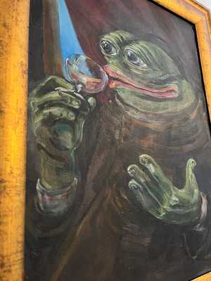 The Drinking Monk Pepe (Pepelangelo, Oil on Canvas) | Scarce City