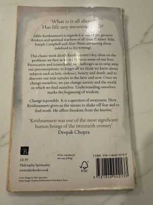 "Freedom from the Known” — Prison Book with hand written message ...
