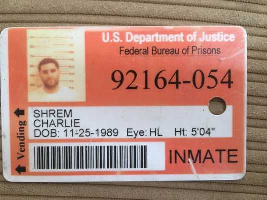 Charlie Shrem’s Federal Prison ID Card, 2014–2016 | Scarce City
