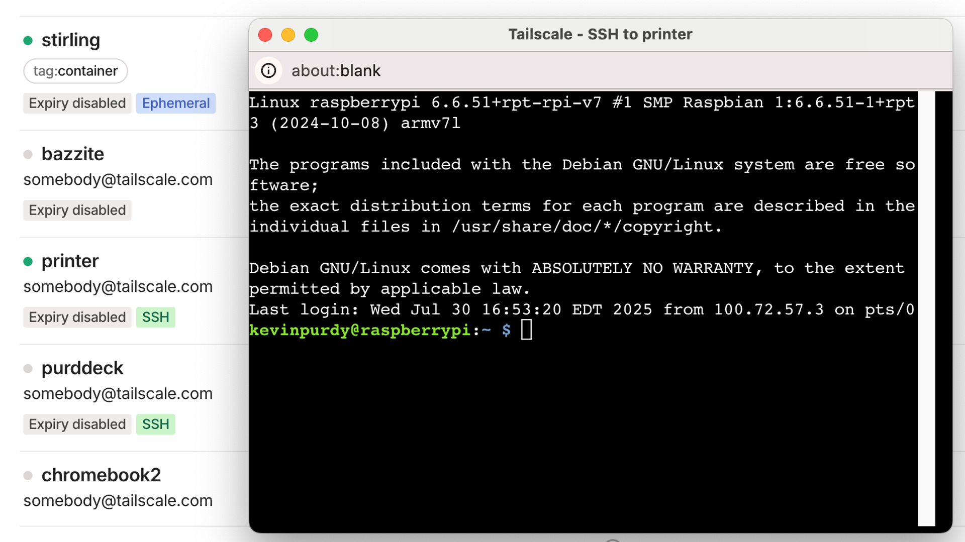 Tailscale's web-based SSH is the easiest way to log into weird little computers