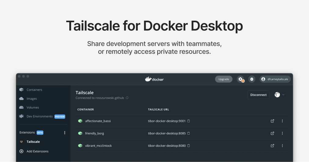Tailscale Extension For Docker Desktop Launches At Dockercon