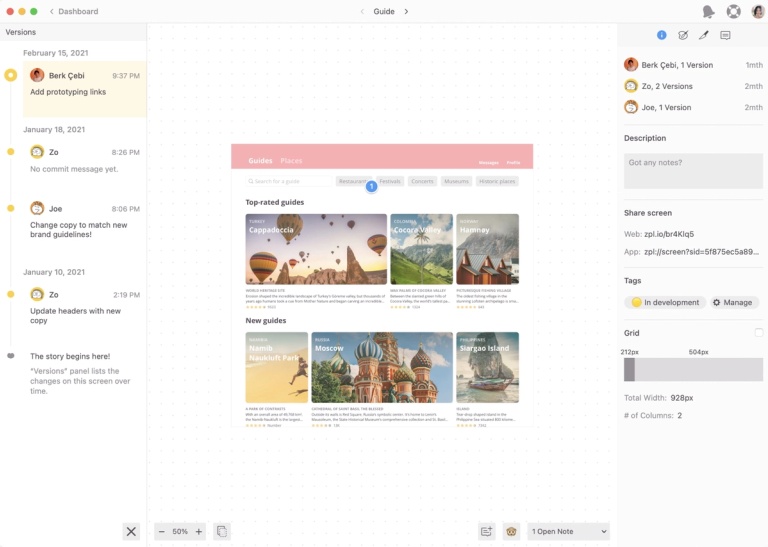 Design version control · Zeplin
