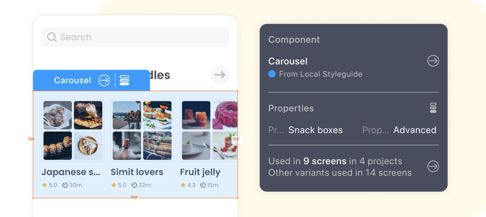 Display design system elements that are used · Zeplin