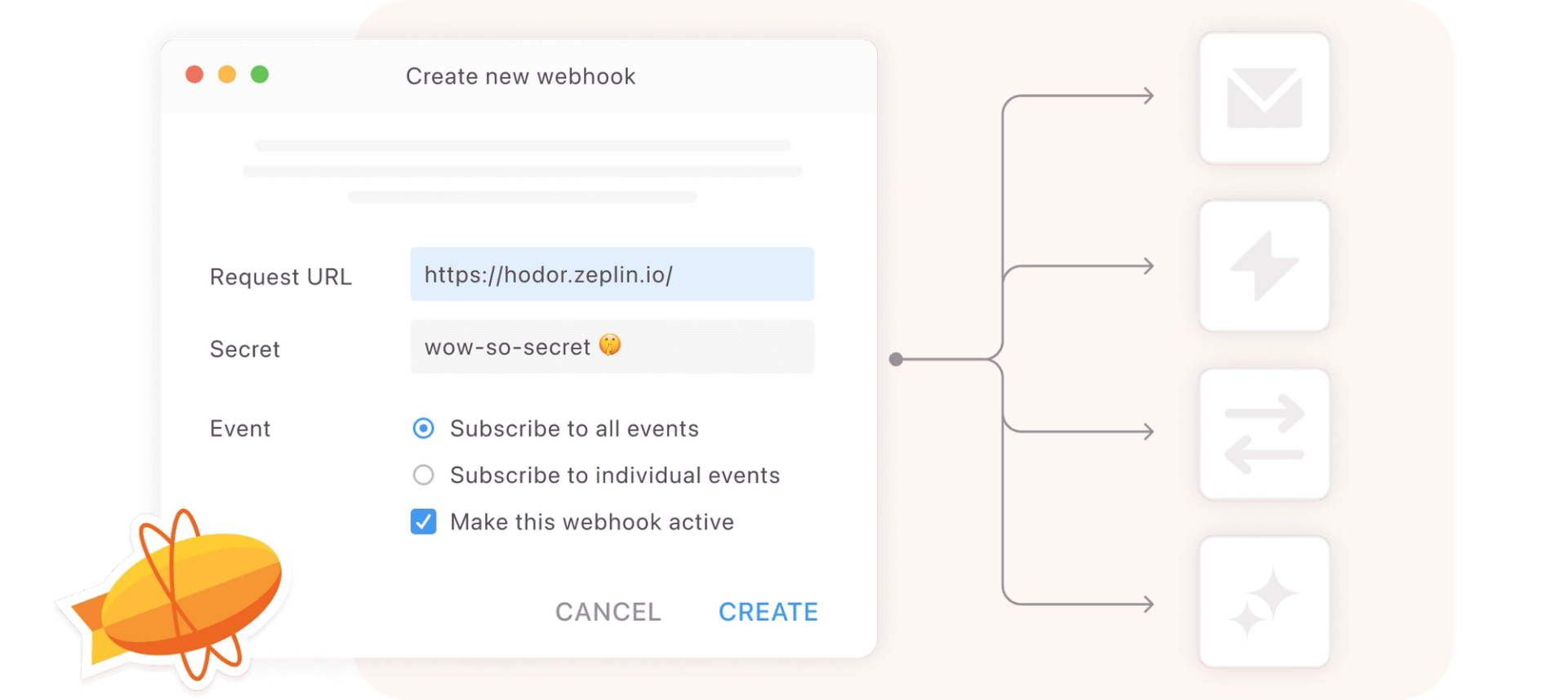 Include technical specs & assets tailored to the development stack · Zeplin