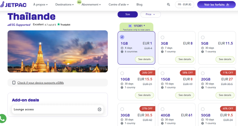 Meilleure eSIM Thaïlande : on a comparé 240 forfaits