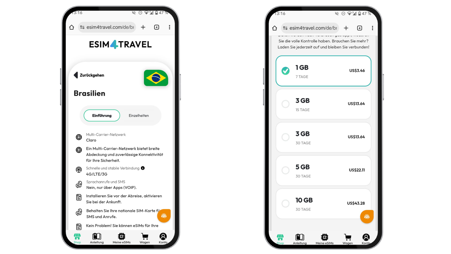 Beste eSIM für Brasilien: 218 eSIMs im Vergleich