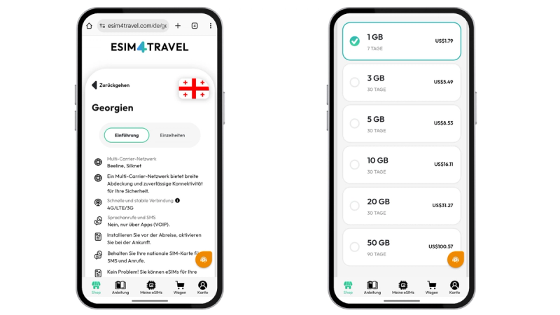 Beste eSIM für Georgien: 135 eSIMs im Vergleich