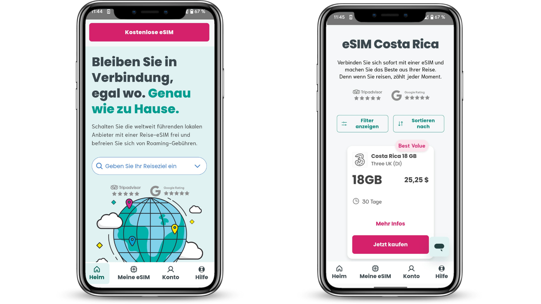 Beste eSIM für Costa Rica: 155 eSIMs im Vergleich