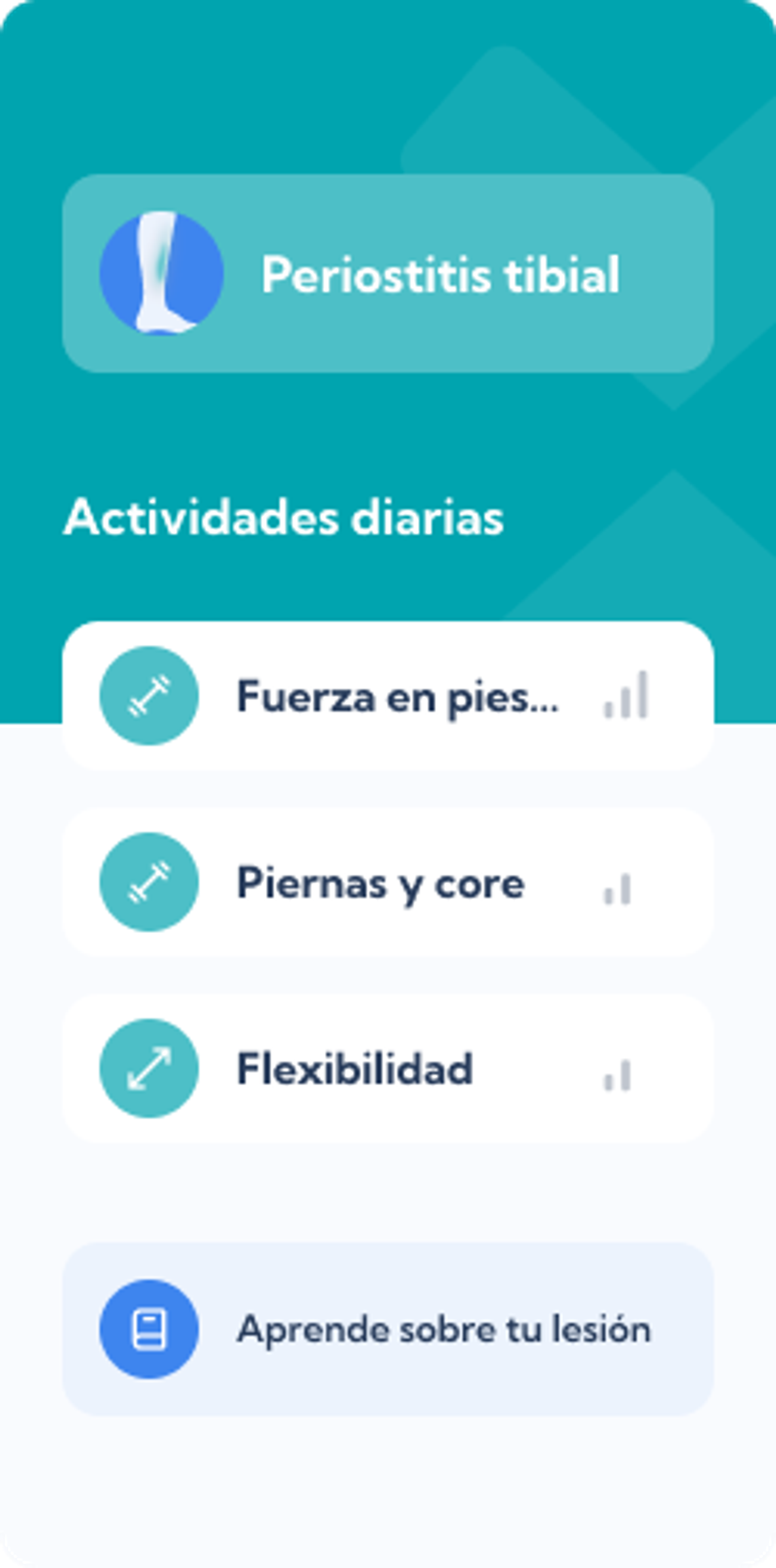 Plan de Periostitis tibial - Interna
