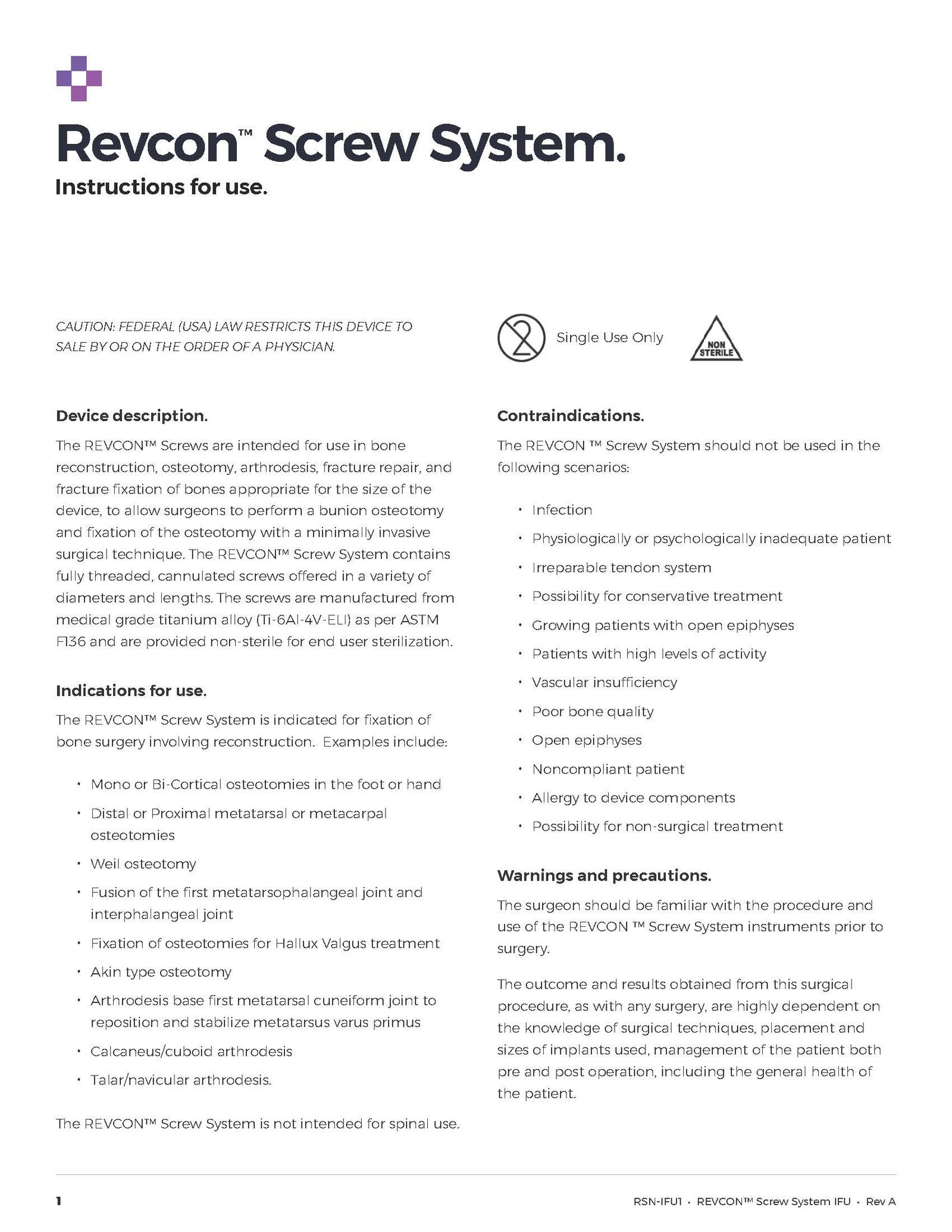 Revcon™ Screw System | Voom™ Medical Devices | Minimally Invasive ...
