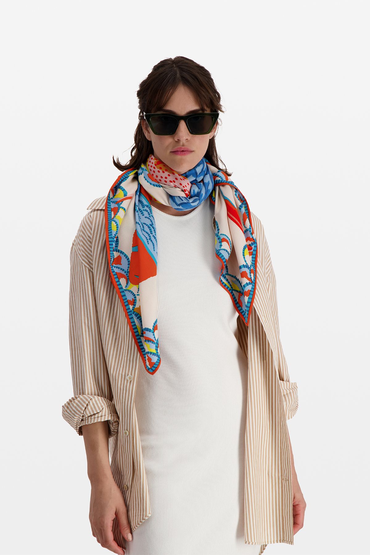 Quadratisches Tuch aus Kaschmir 130 - Magnus - Orange — Inoui Editions