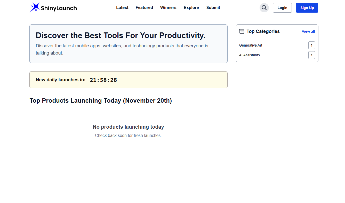 ShinyLaunch — marketing — Discover new apps, tools, and tech… - AgentHunter