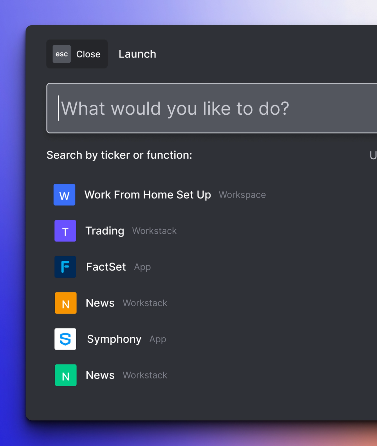 Openfin Home Universal Search Across The Workspace
