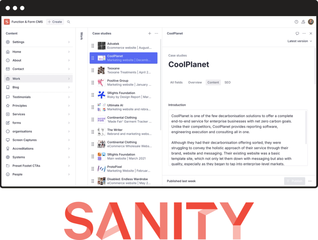 Certified Sanity CMS agency partners - Function & Form