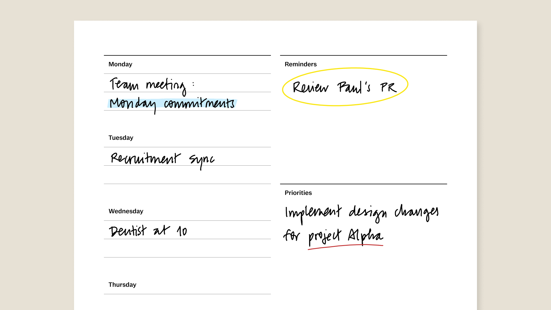 Weekly planning template | reMarkable Methods | reMarkable Methods