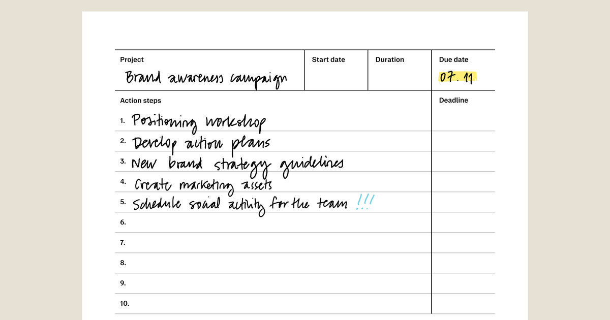 Project planning template | reMarkable Methods | reMarkable Methods