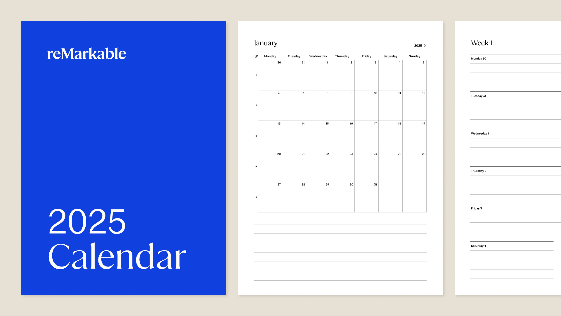 Monthly calendar 2025 | reMarkable Methods | reMarkable Methods