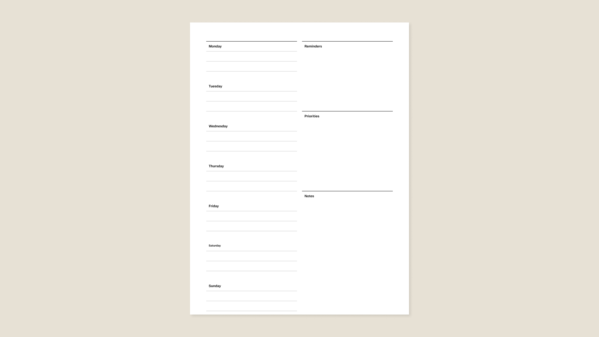 Weekly planning template | reMarkable Methods | reMarkable Methods