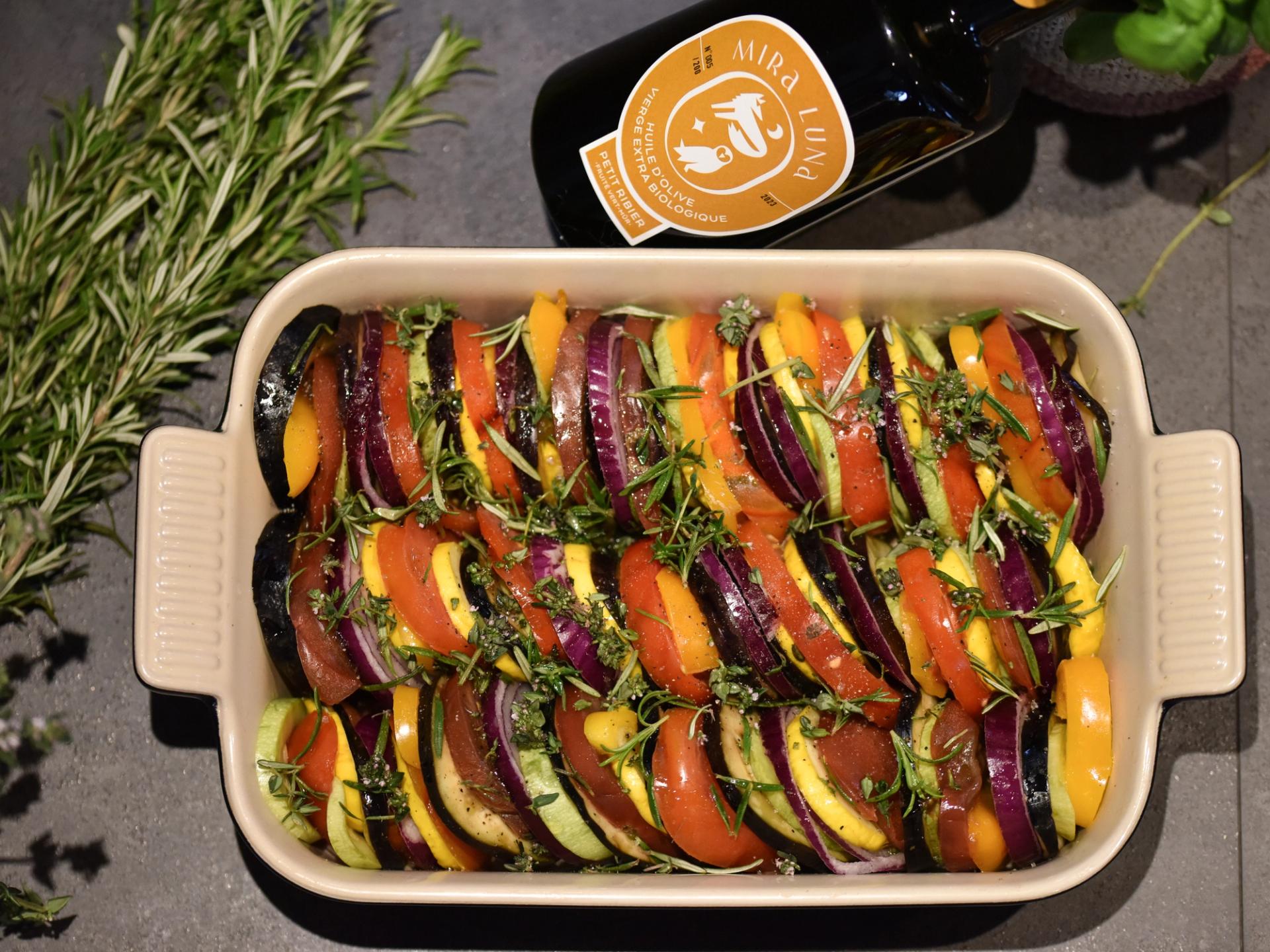 Recette Tian provençal à l'huile d'olive Petit Ribier | Mira Luna