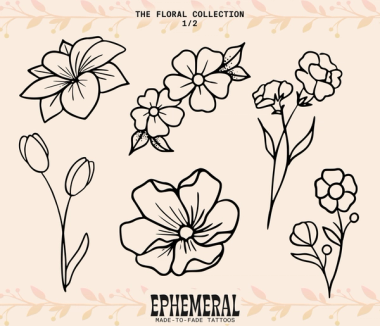 Floral Flash Tattoo Design - Ephemeral Tattoo