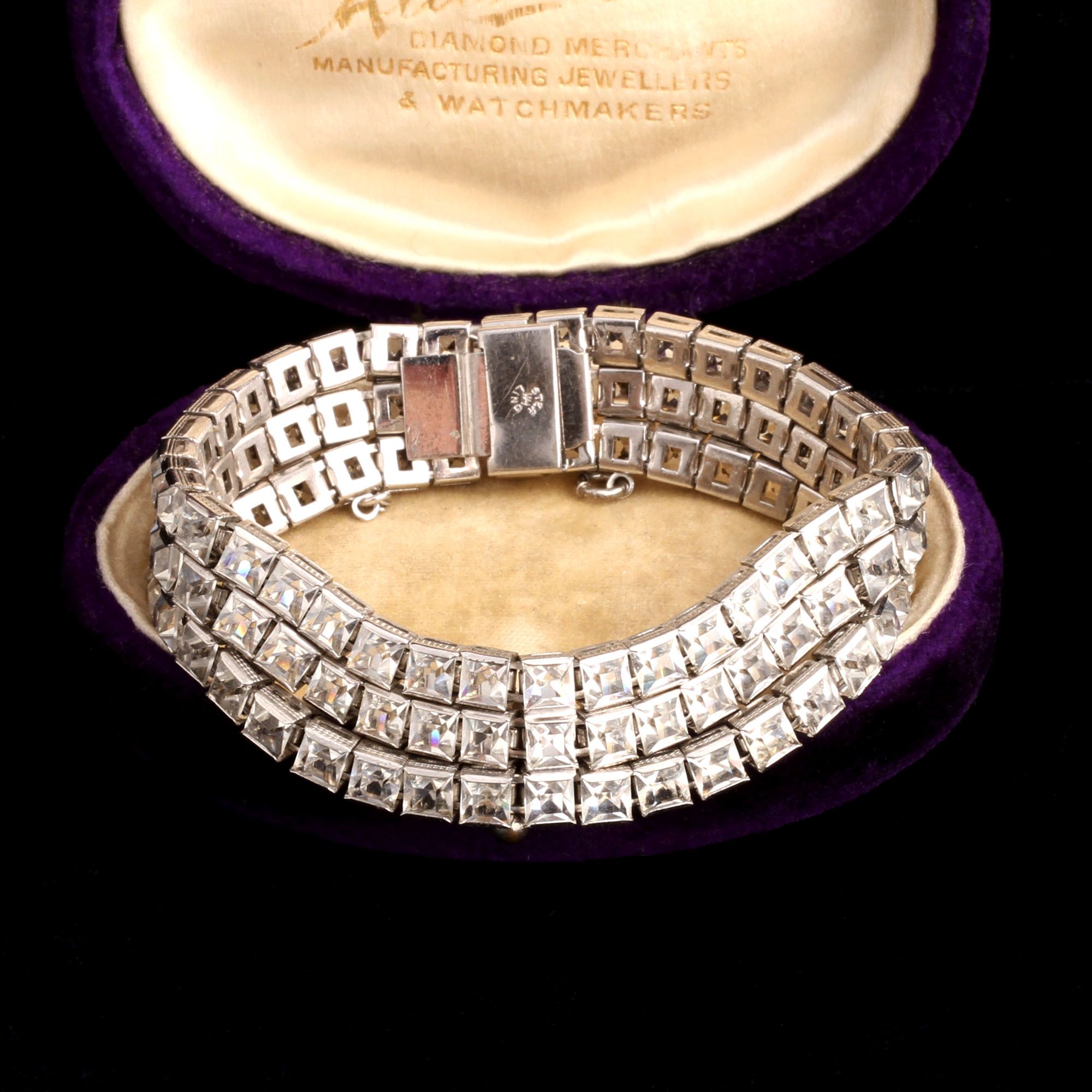 Art Deco Sterling Triple Princess Cut Paste Bracelet — Erica Weiner