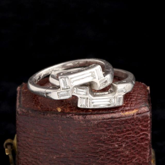 1940s Platinum & Diamond Guard Rings — Erica Weiner