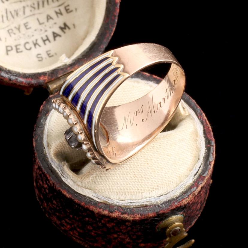 Georgian Blue & White Enamel Mourning Ring — Erica Weiner