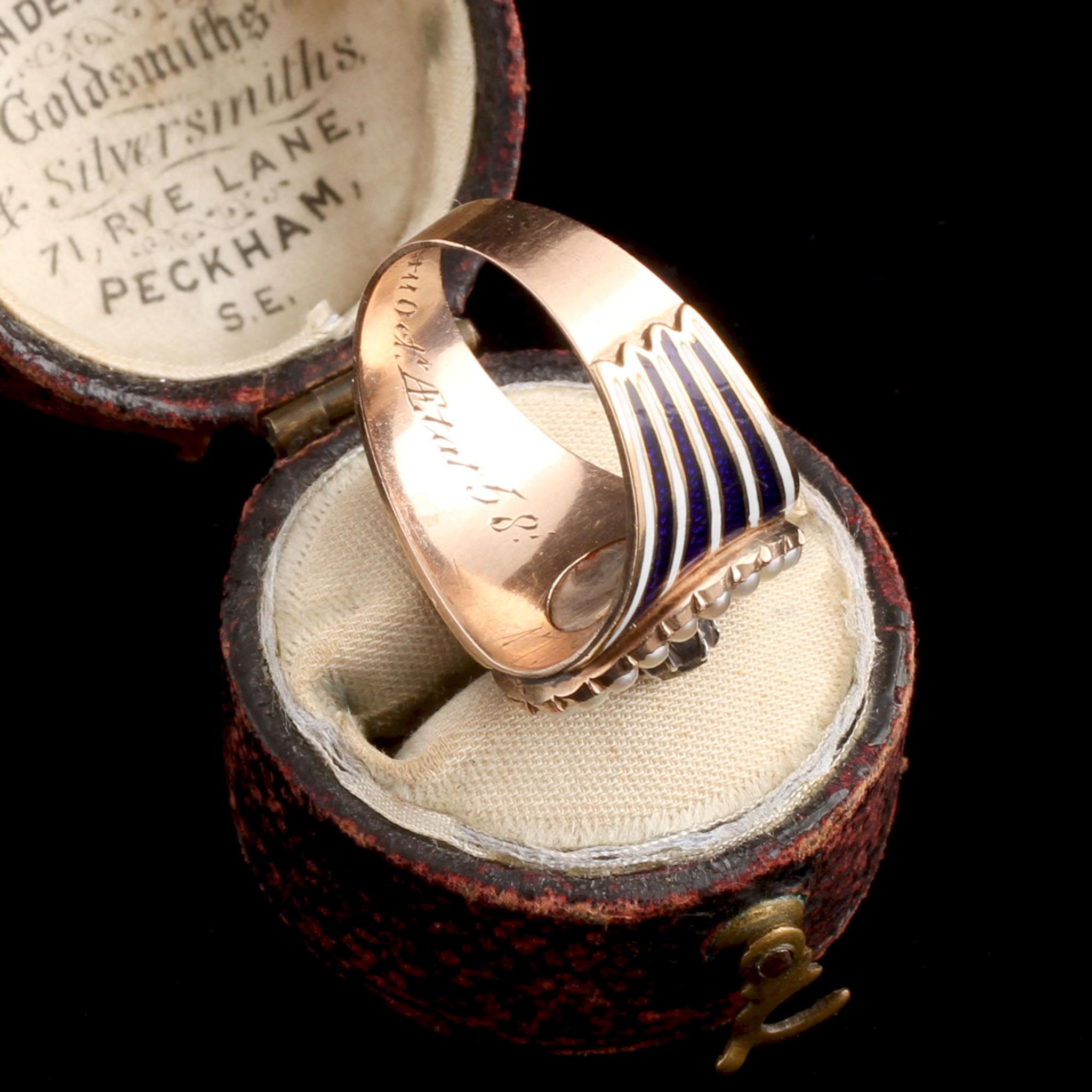 Georgian Blue & White Enamel Mourning Ring — Erica Weiner