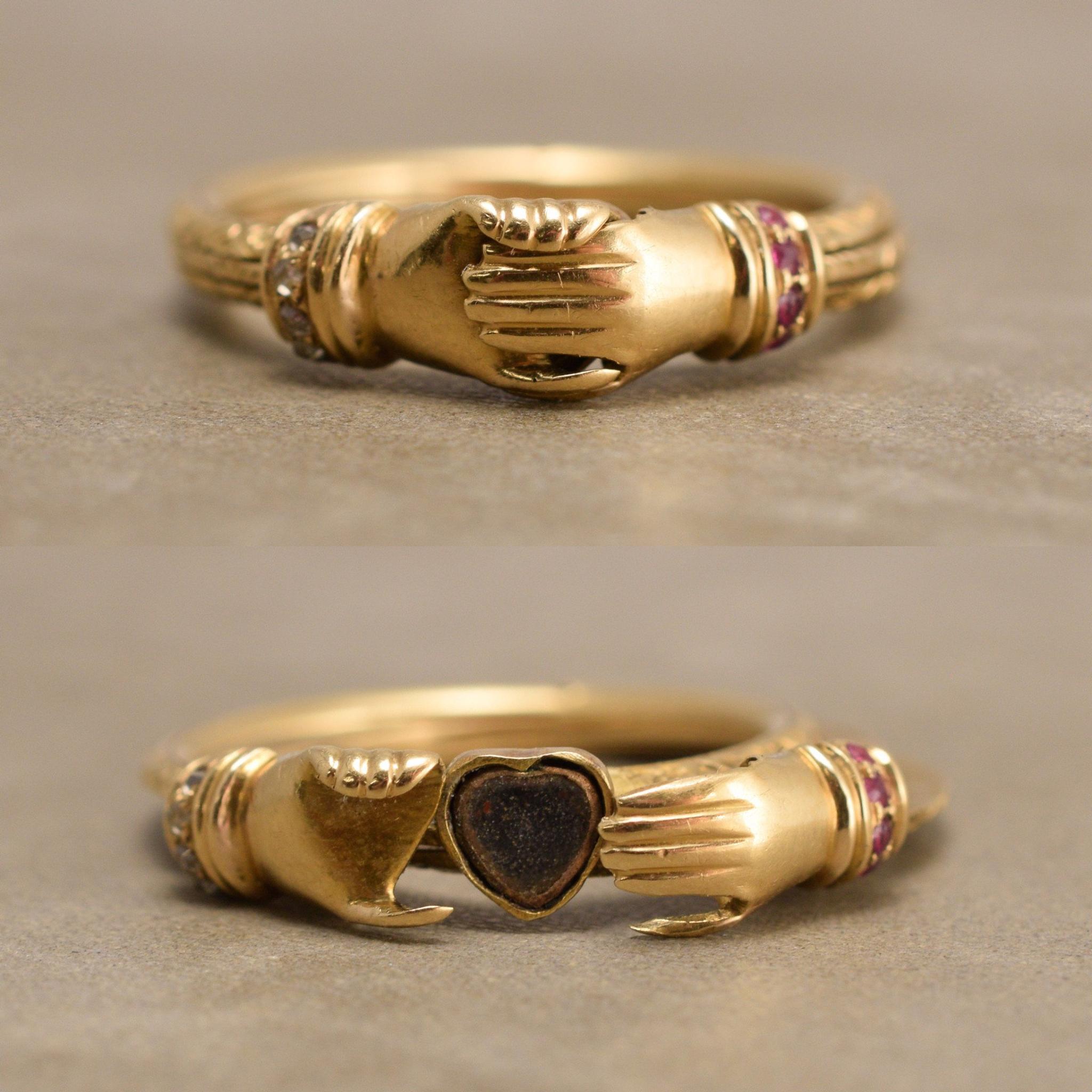 Victorian Fede Ring with Rubies and Diamonds — Erica Weiner