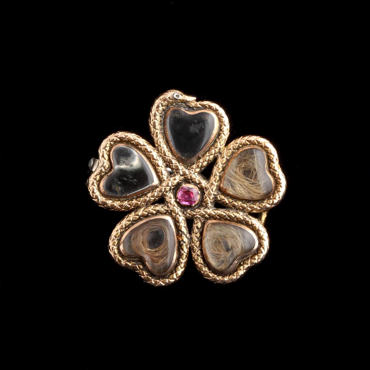 Georgian Ouroboros & Hearts Locket Brooch — Erica Weiner