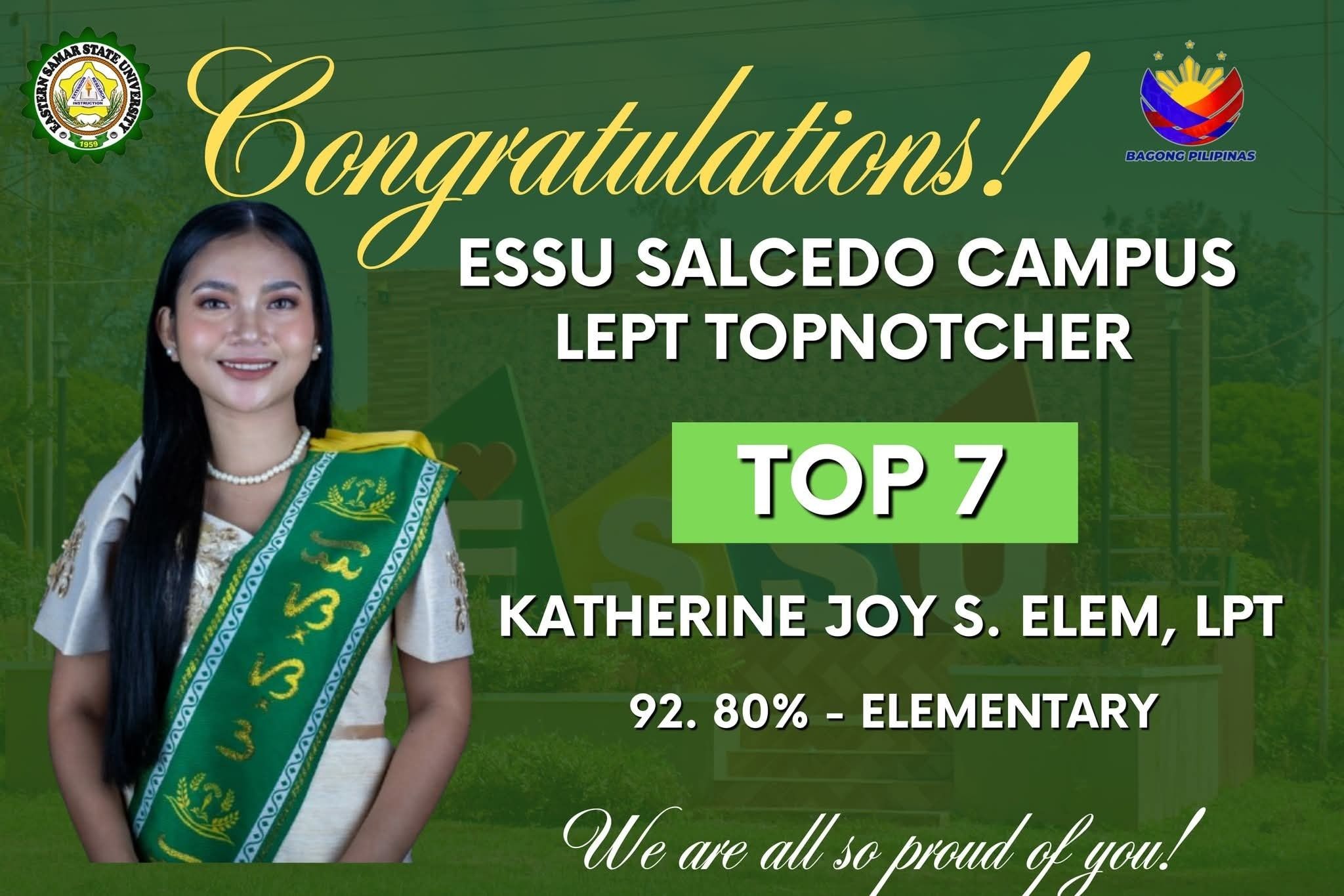 ESSU shines with 4 topnotchers in National Teachers’ Licensure Exam