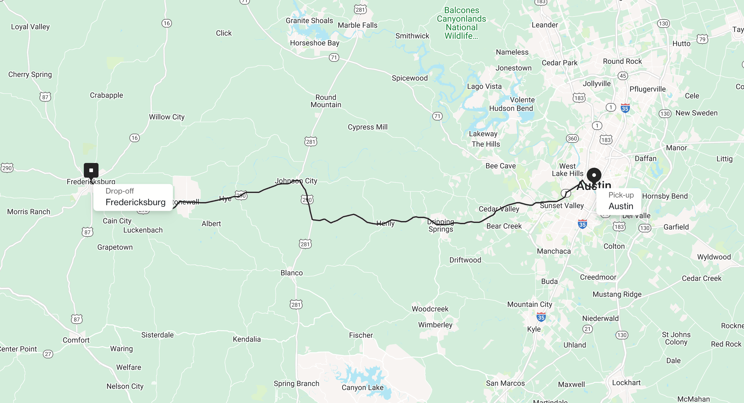 Austin to Fredericksburg Rideshare | Uber Car Service - Hitch