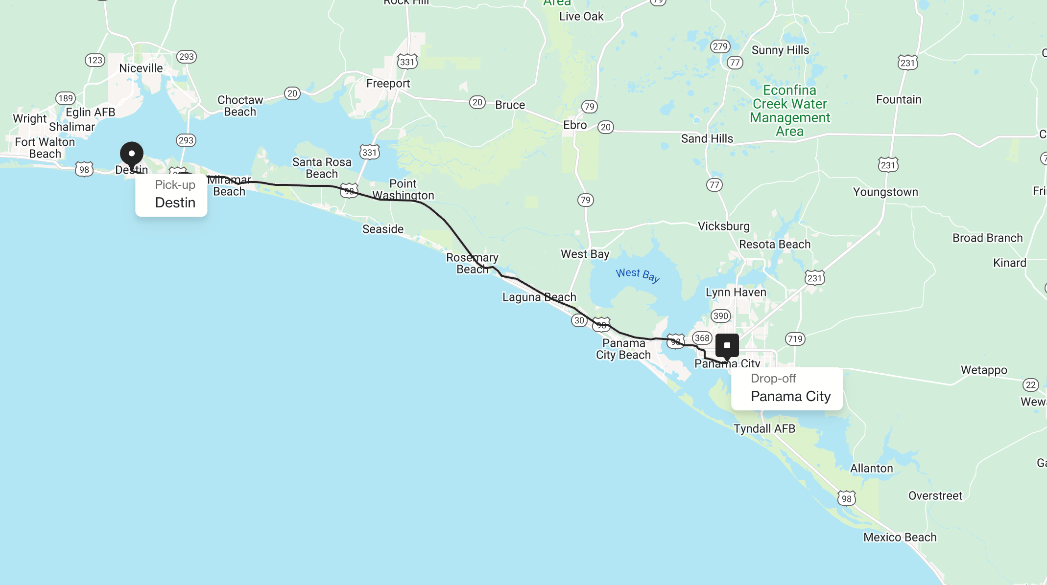 Destin to Panama City Rideshare | Uber Car Service - Hitch