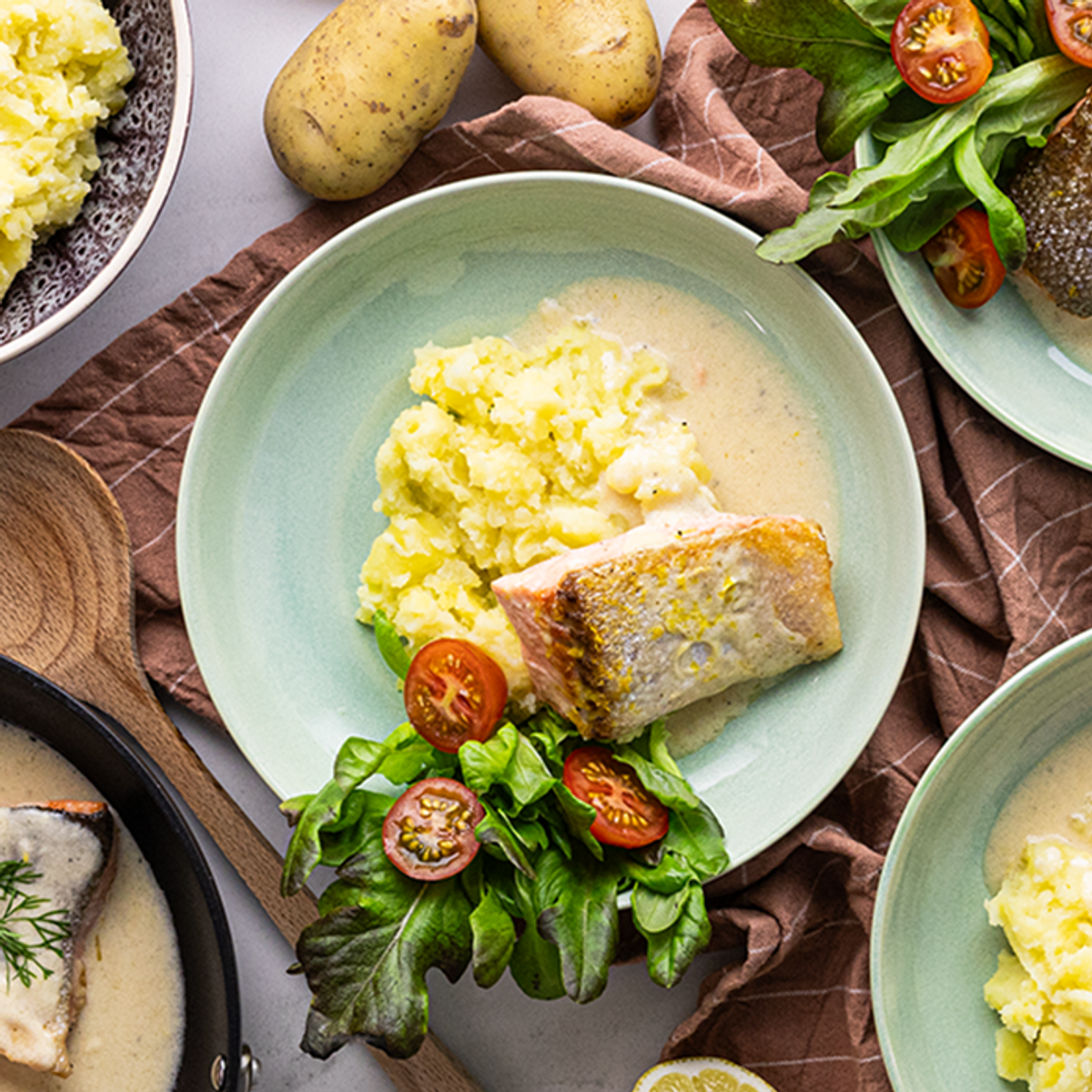 Pannil praetud lõhefilee sidrunises koorekastmes kartulitambiga | Yummy