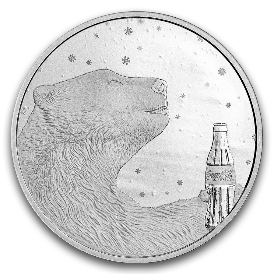 Jetzt 1 Unze Silberrunde - Coca-Cola® Eisbär sichern - Begrenzter Vorrat