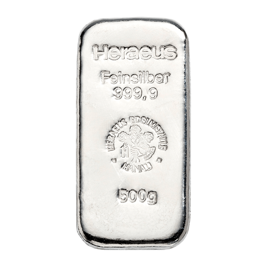 Shop 500 gram Silver Bar - Heraeus - Limited Stock Available