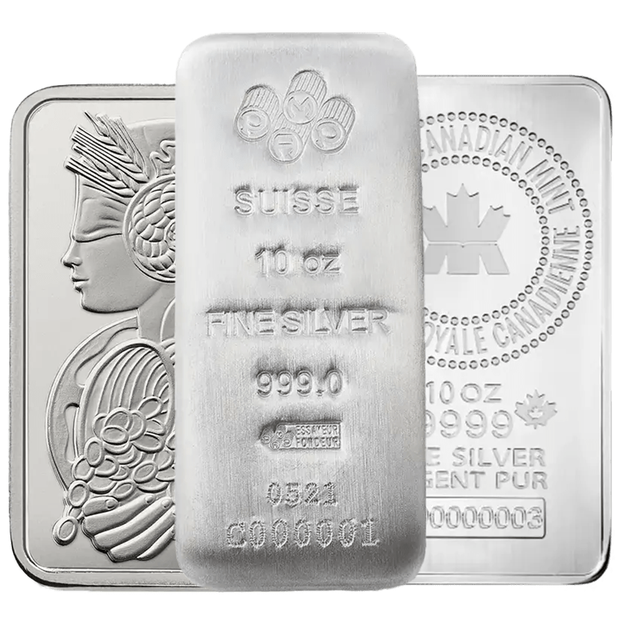 10 oz Silver Bar - Random Mint | GOLD AVENUE