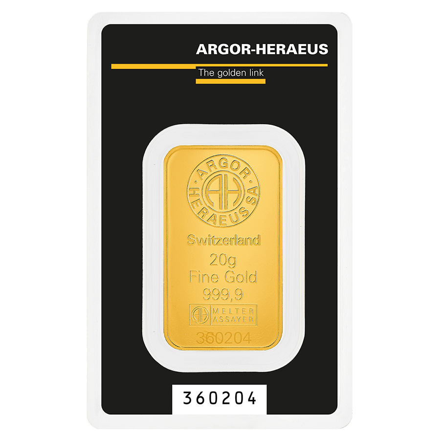 Shop 20 gram Gold Bar - Argor-Heraeus - Limited Stock Available