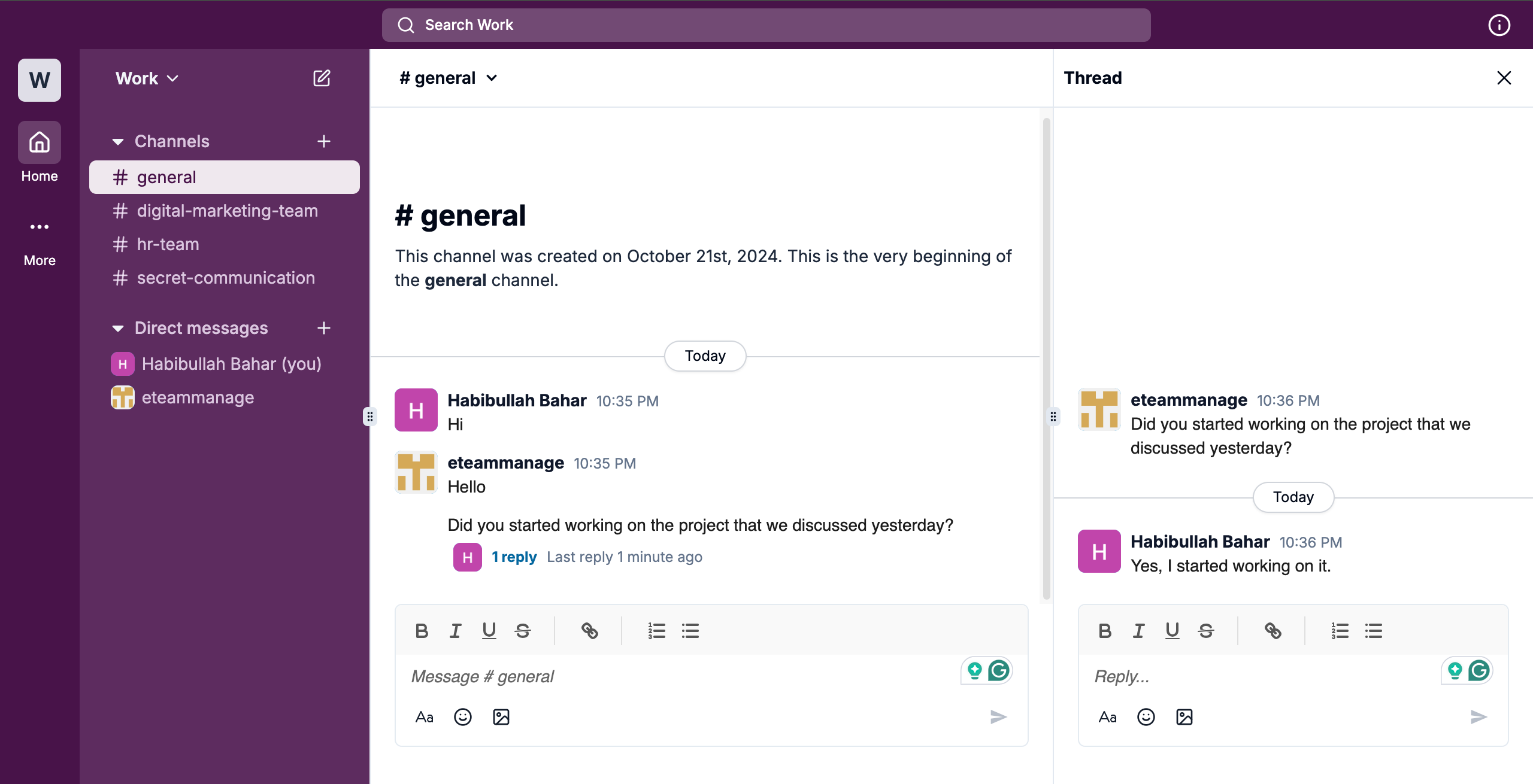 Slack Clone Project - Habibullah Bahar Piash