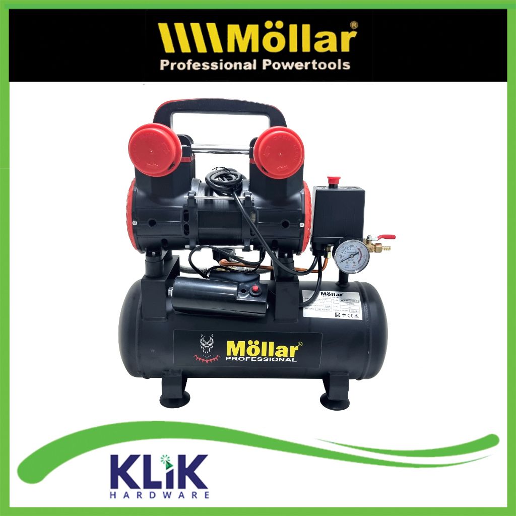 Mollar Kompresor Oil Less Silent 1 HP 10 Liter Oilless 750 Watt 1510BP ...