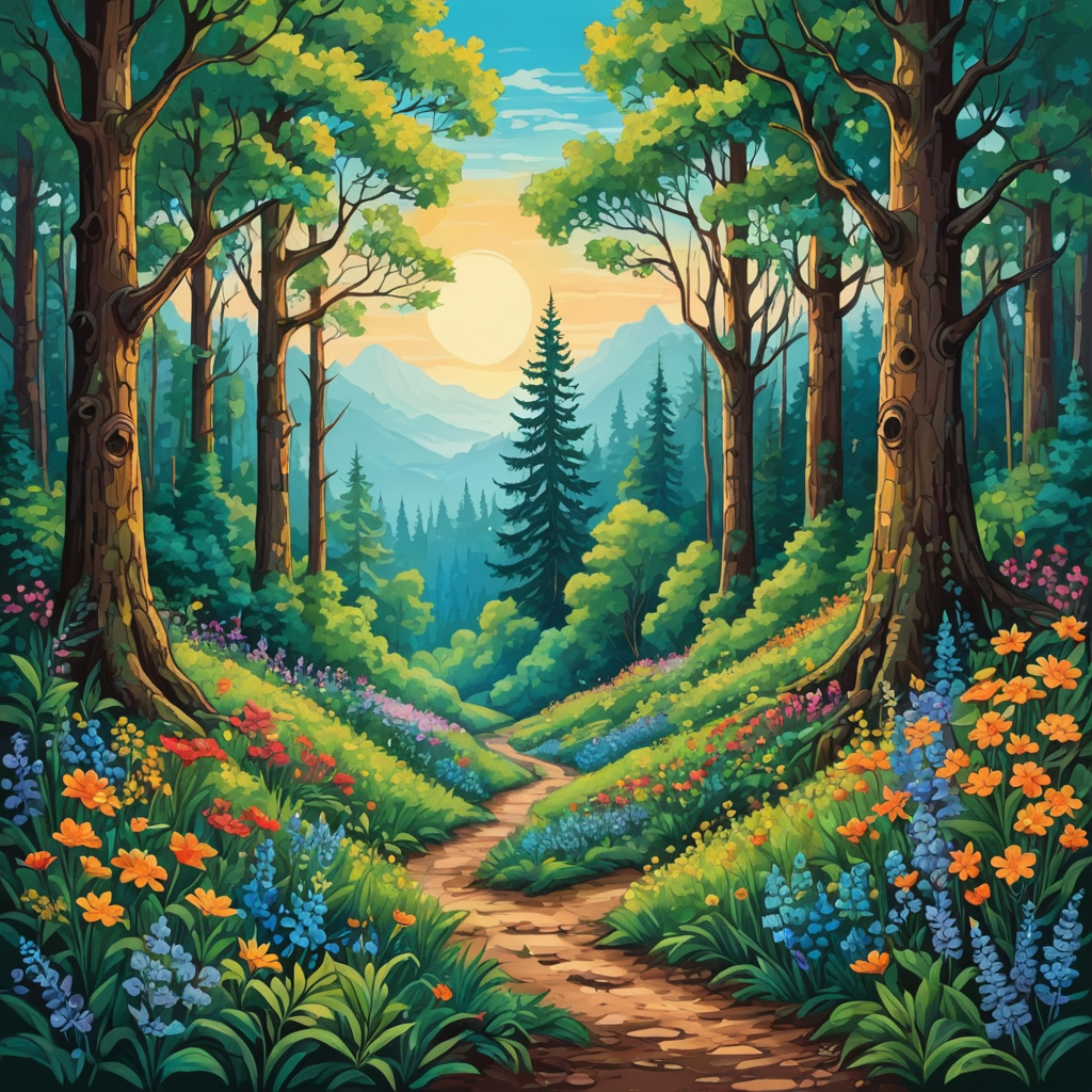 oil-painting, a beautiful forest with - Gulf Picasso